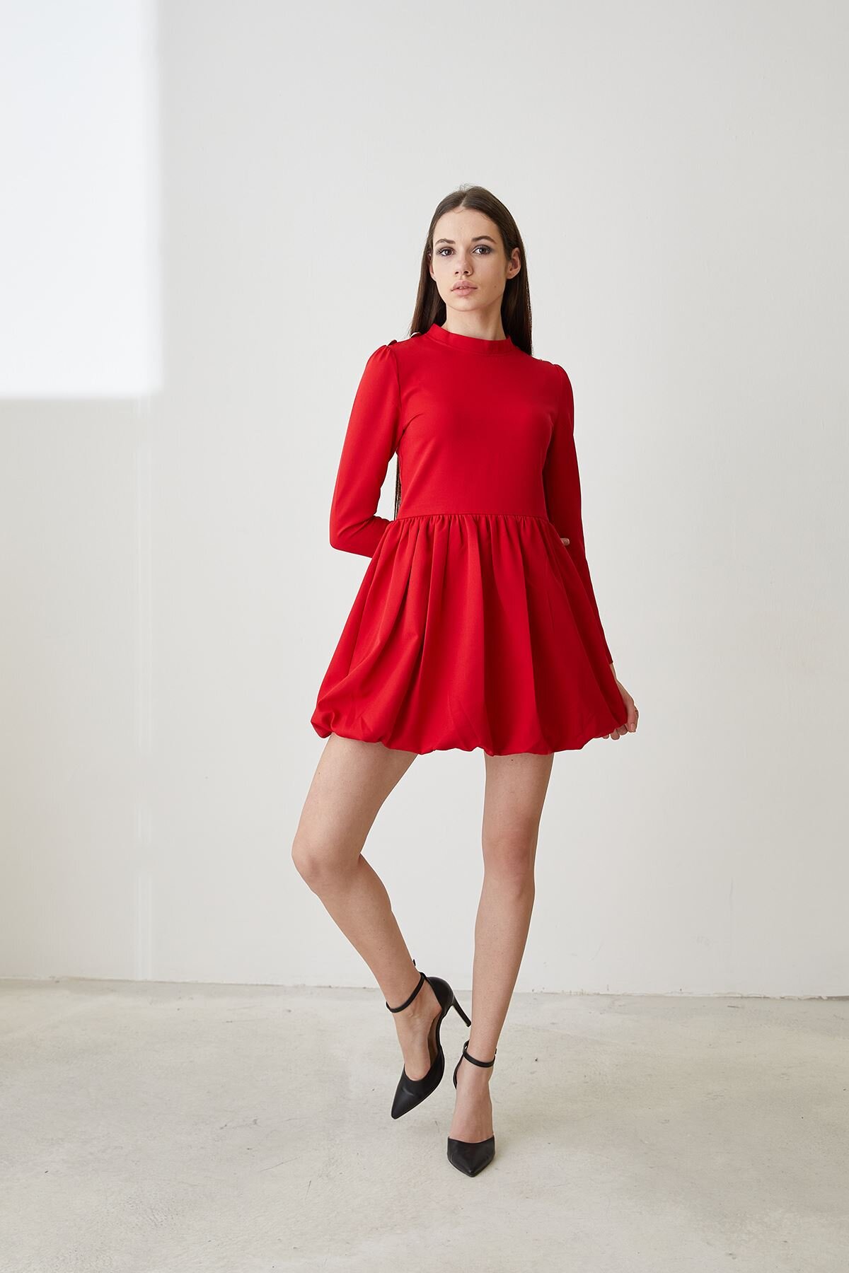 Spesniks Kırmızı Balon Mini Abiye Elbise | ElbiseBul