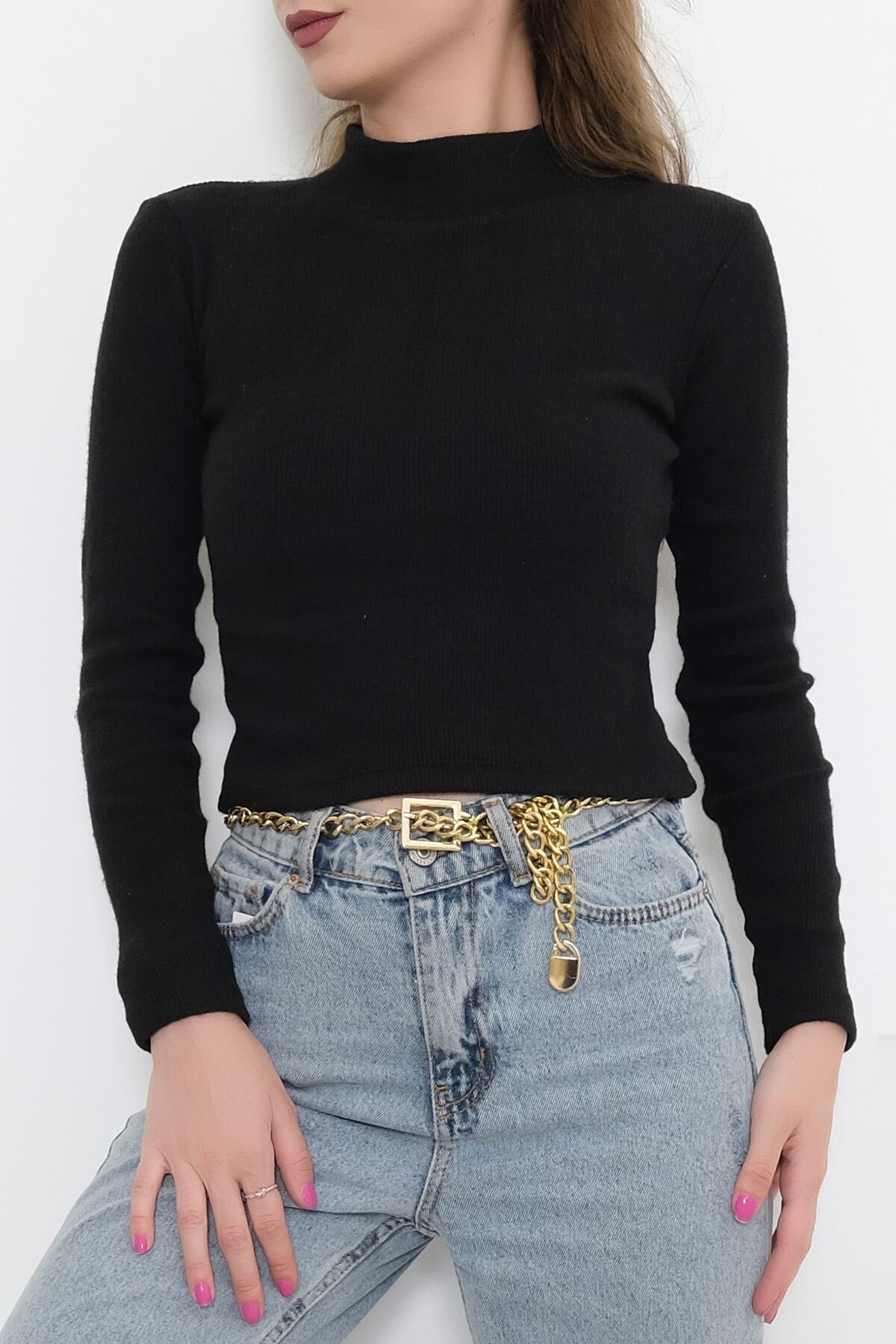 Siyah Yarım Balıkçı Crop Body - Remiss | ElbiseBul