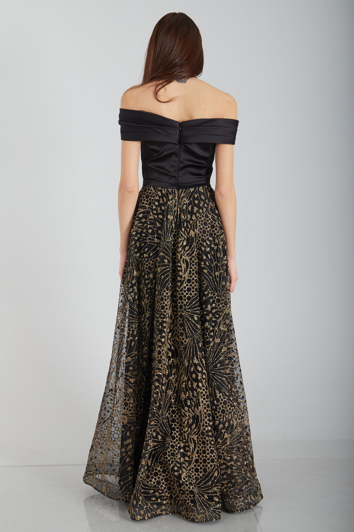 Ardanewline Gold Etek Kısmı Simli Uzun Abiye Elbise | ElbiseBul