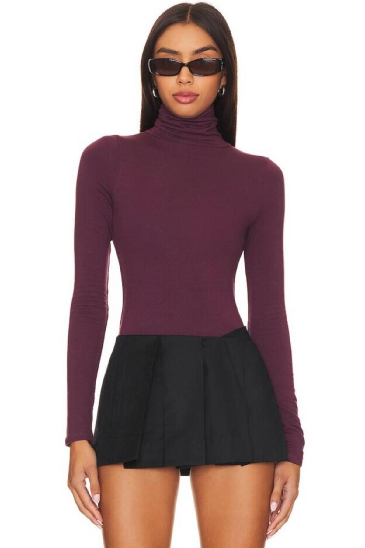 Zagrep Vişne Balıkçı Yaka İç Göstermez Çift Katlı Body | ElbiseBul