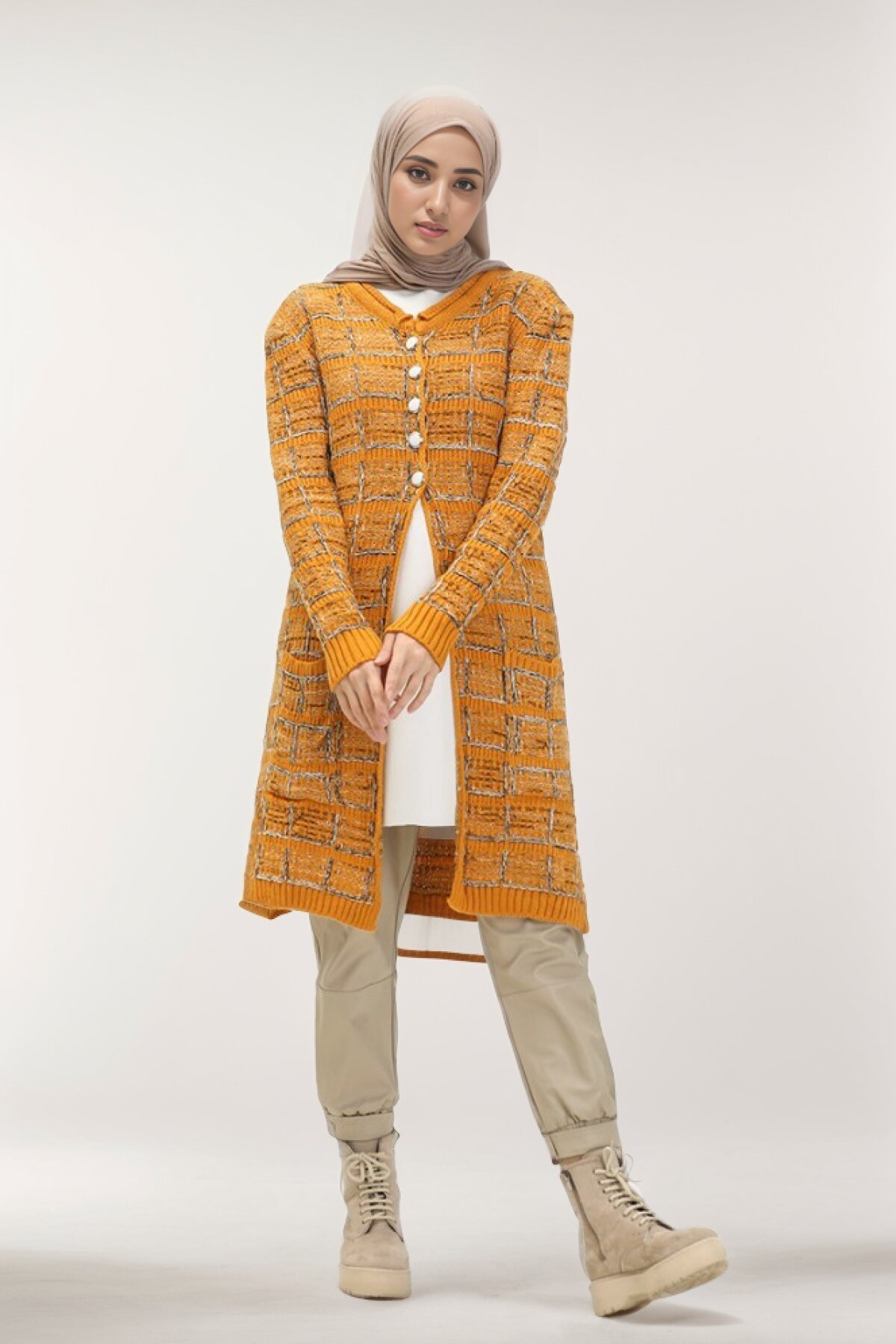 Layda Moda Sarı Triko Düğmeli Hırka | ElbiseBul