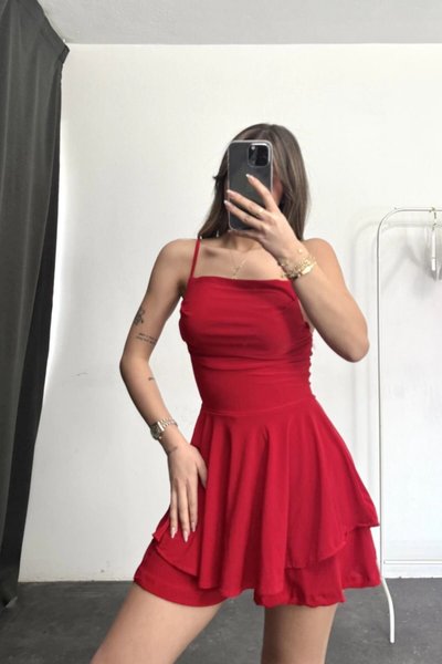 Pembe Mini Pileli Şort Etek | MOZENA